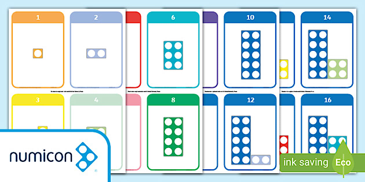 Numicon Shapes and Numbers to 20 Flashcards